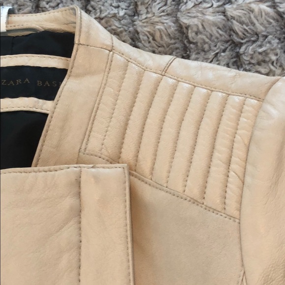 Zara | Jackets & Coats | Zara Vegan Leather Tan Colored Jacket | Poshmark